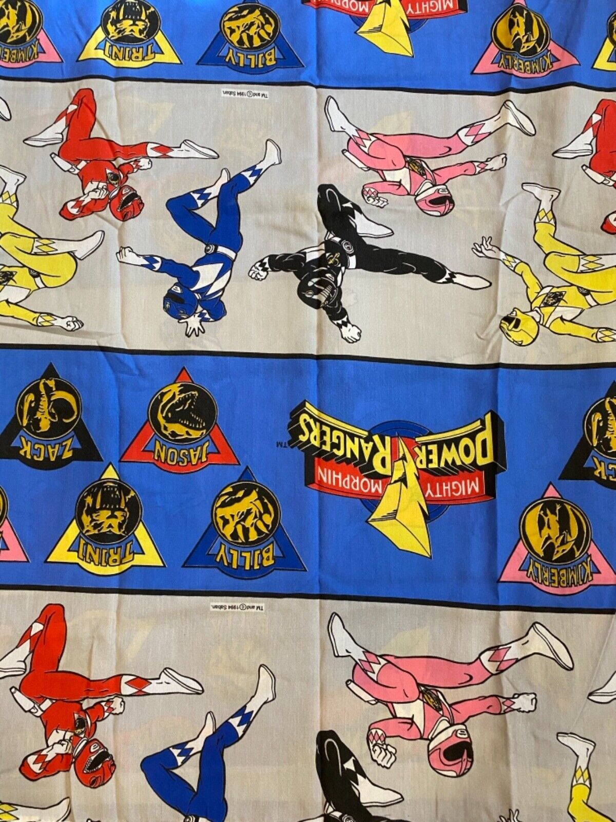 Vintage Mighty Morphin Power Rangers Twin Flat Sheet Cutter Fabric 1994 ...