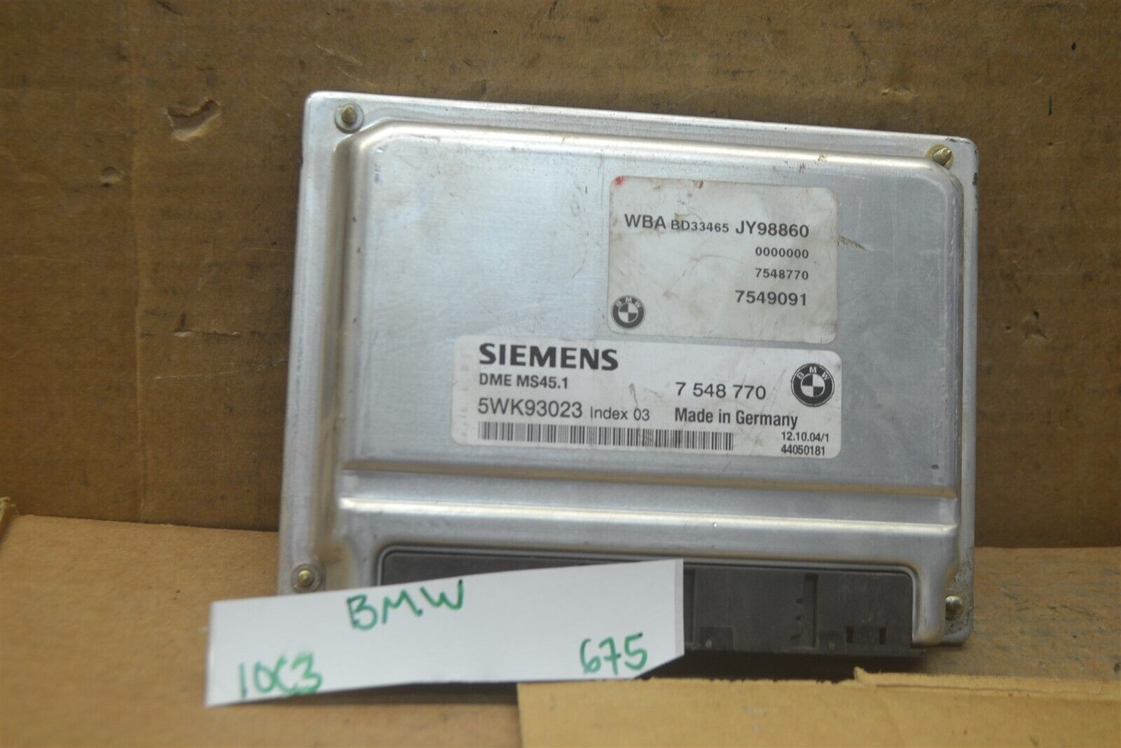 03-05 BMW 325i Engine Control Unit ECU 7548770 Module 675-10c3 - Car ...