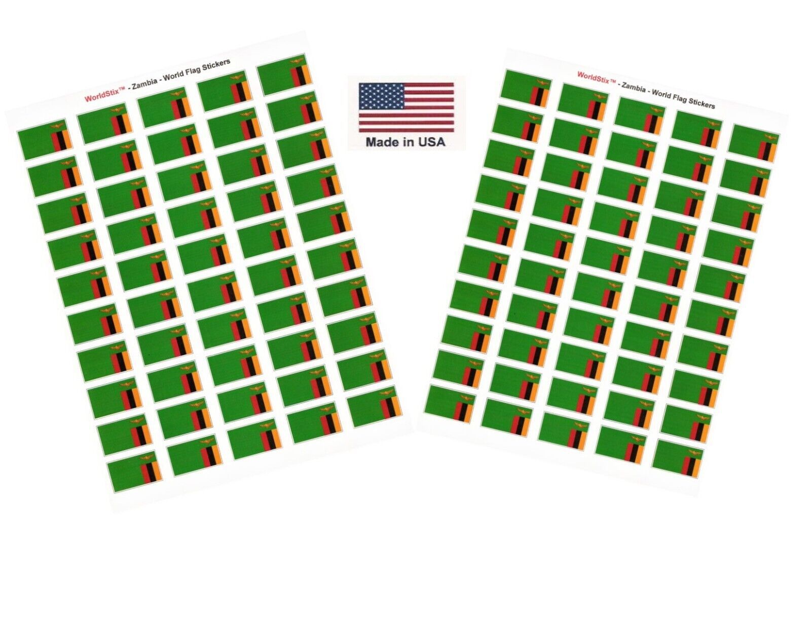 100 Zambia Flag Stickers; 1.5" x 1" Self Adhesive Flag Scrapbook ...