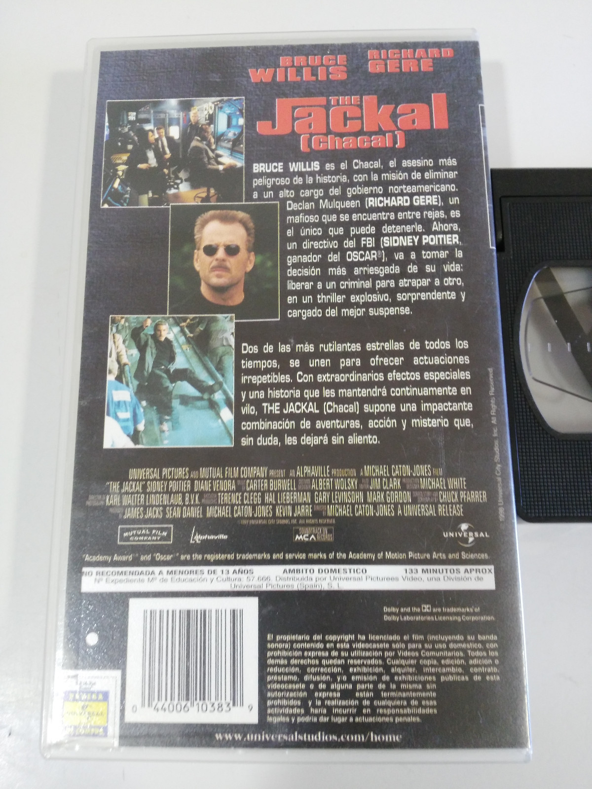 The Jackal chacal Bruce Willis Richard Gere - VHS Film Edition ...
