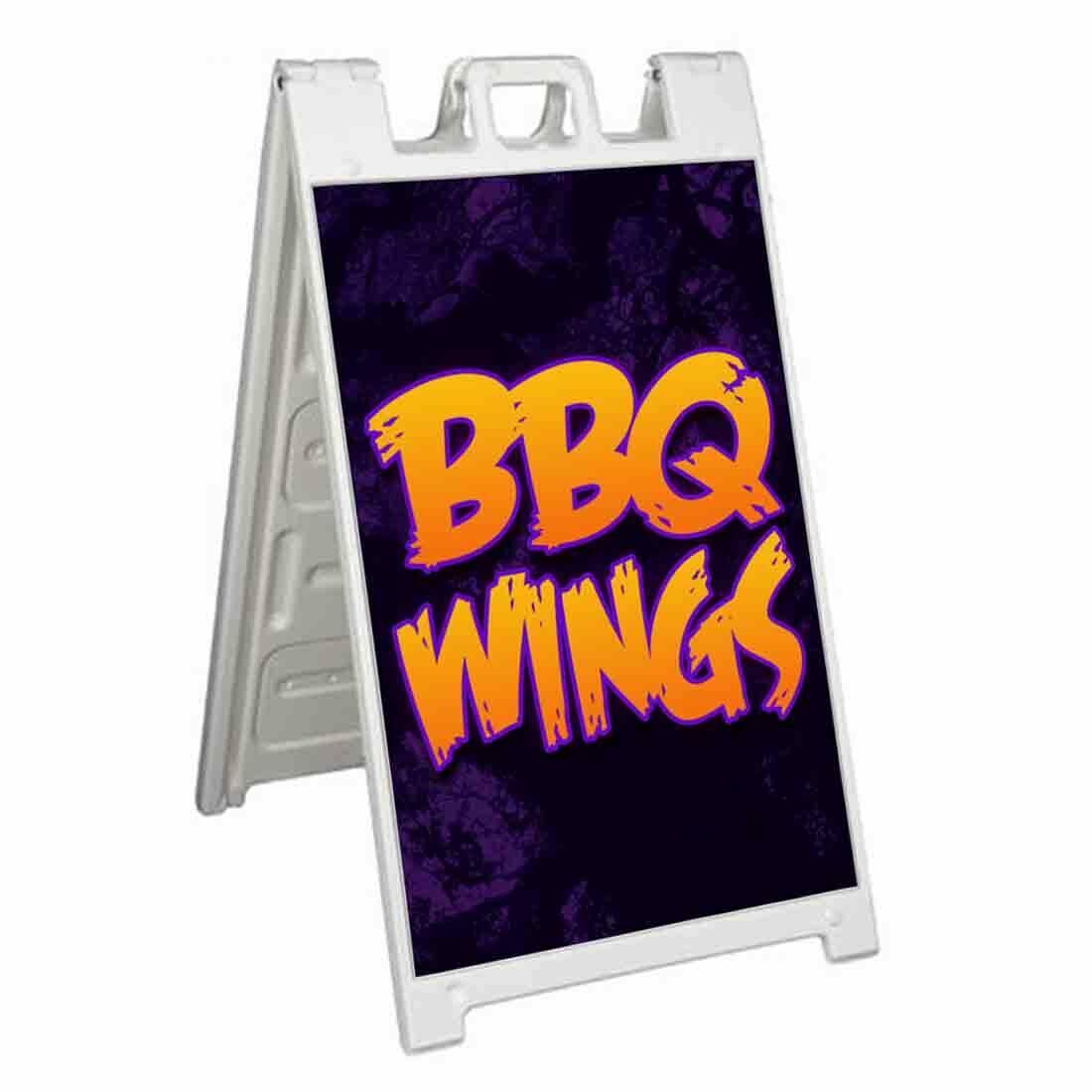 BBQ WINGS Signicade 24x36 Aframe Sidewalk Sign Banner Decal BAEBEQUE ...
