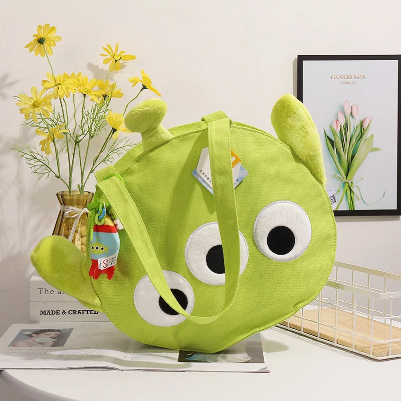 Genuine Disney Pixar Toy Story Alien Canvas Bag Kawaii Cartoon Large ...