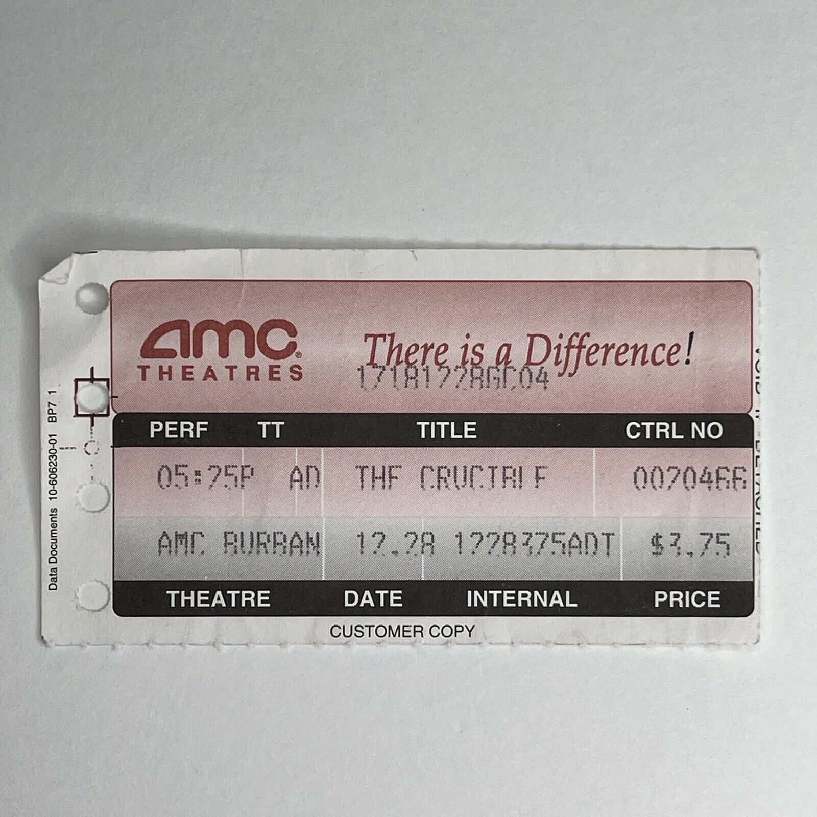 The Crucible 1996 Ticket Stub AMC Vintage 90s Retro Movie Theater ...