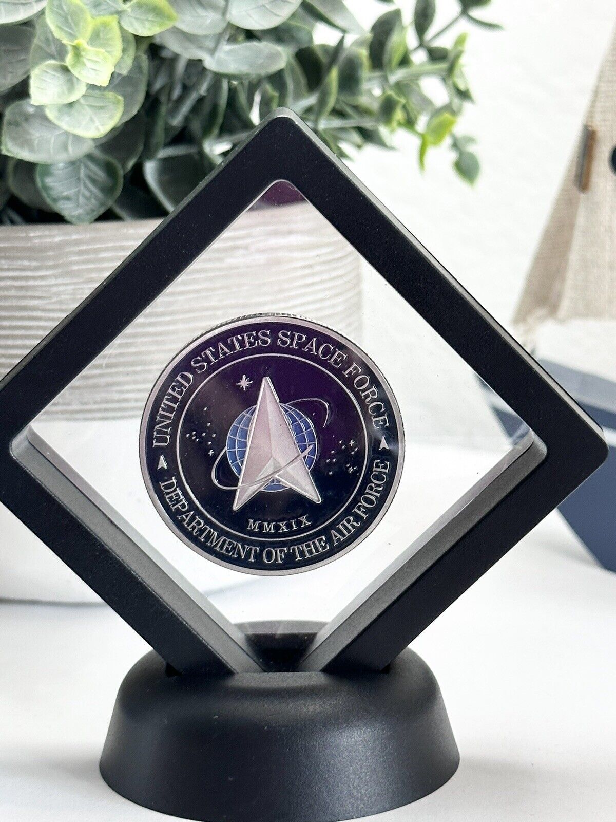 SPACE FORCE SPACE COMMAND LOGO CHALLENGE COIN With 3D Display Case ...