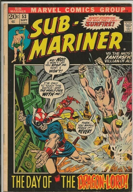 Sub-Mariner #53 VINTAGE 1972 Marvel Comics Sunfire Dragon Lord - Comics ...