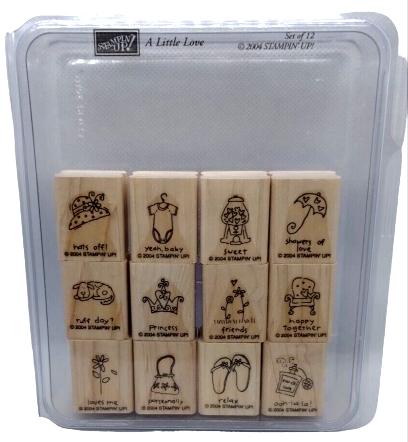 Stampin Up A Little Love 12 Piece Rubber Stamp Kit 2004 Doodles ...