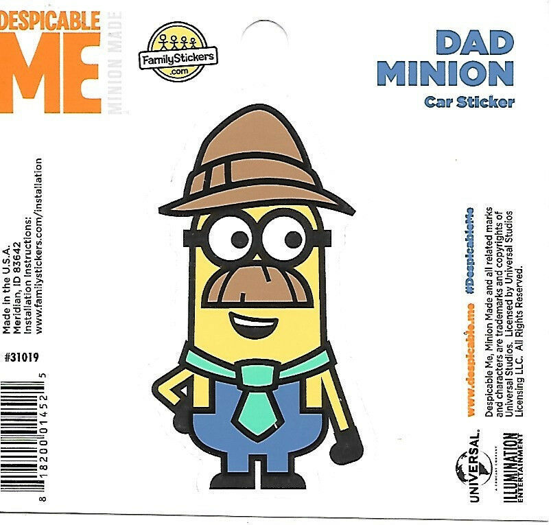 Despicable Me Dad Minion Figure Peel Off Car Sticker Decal NEW UNUSED ...