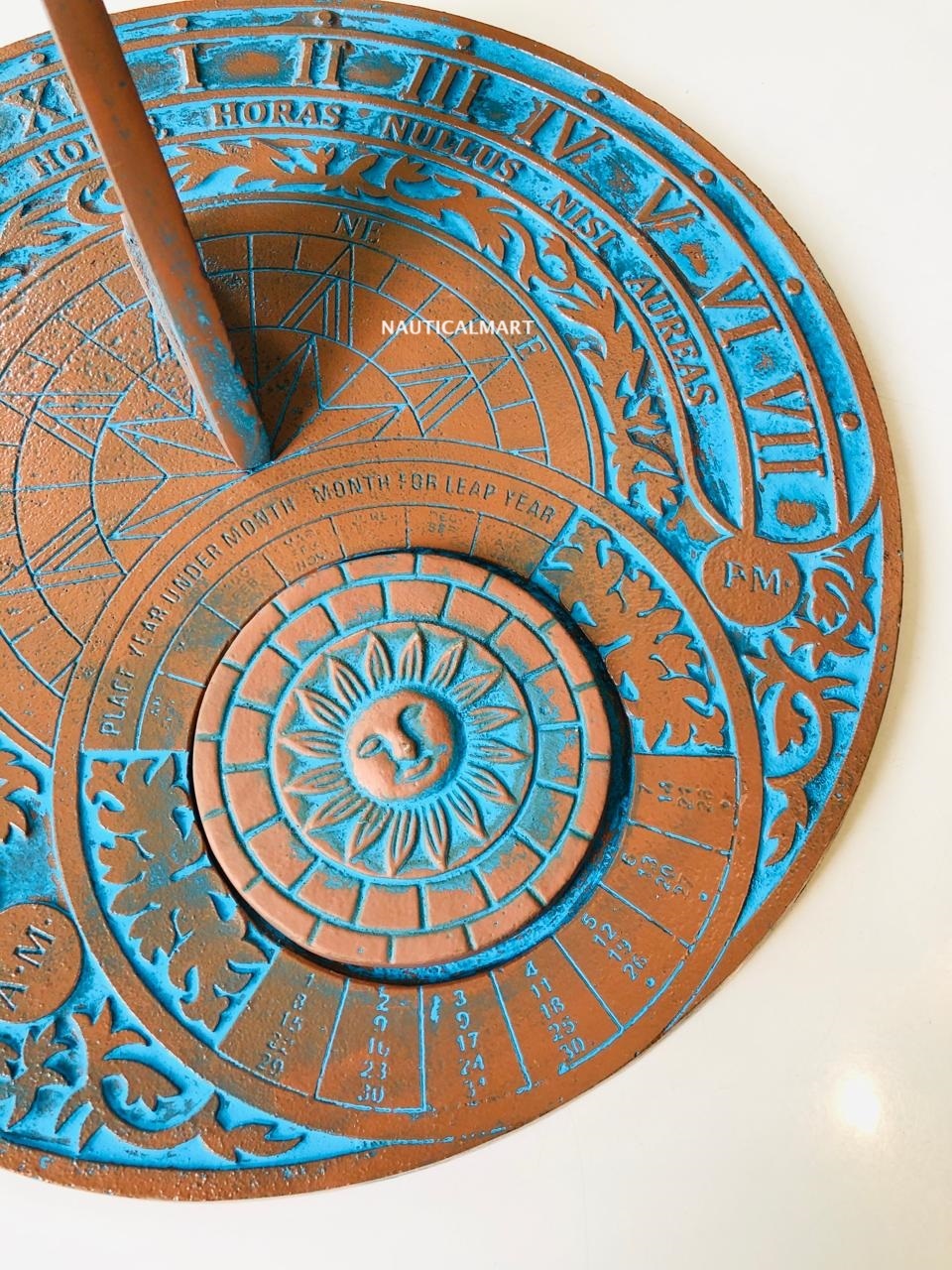 NauticalMart Perpetual Calendar Sundial, Copper Verdi Rust Proof Home ...