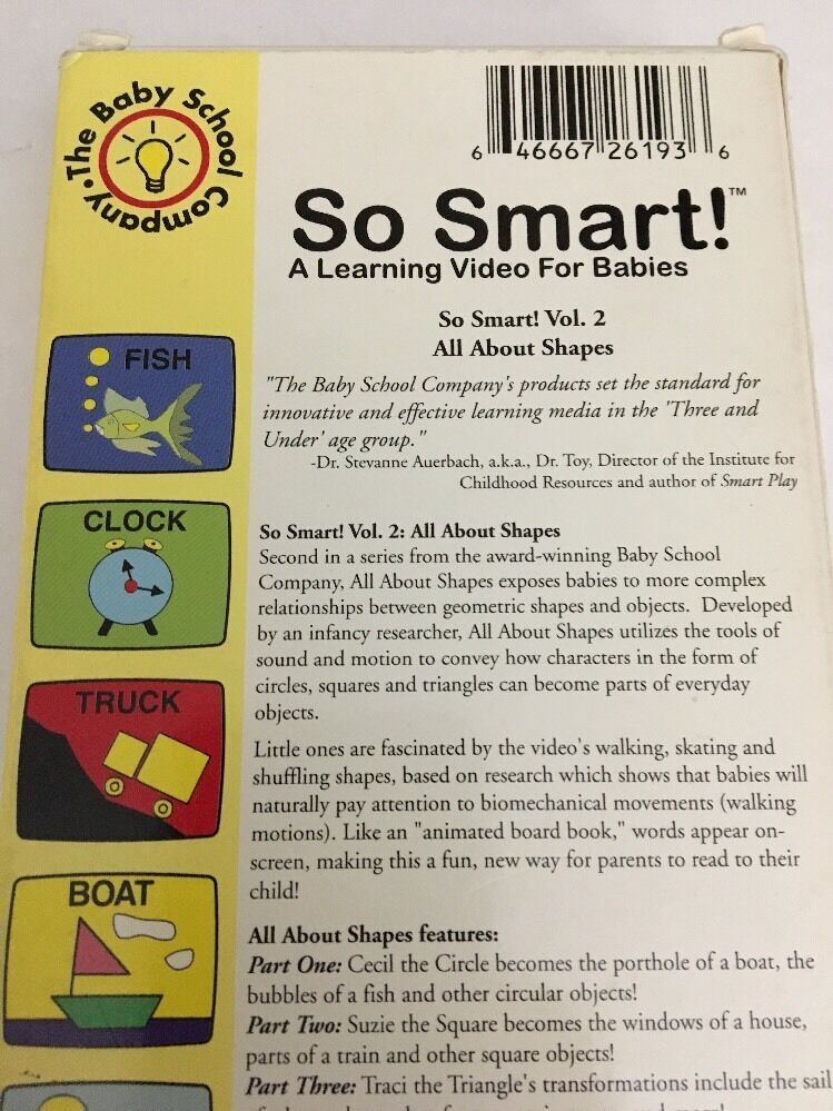 So Smart Shapes (VHS, 1999) Volumen 2-TESTED-RARE Vintage Collectible ...