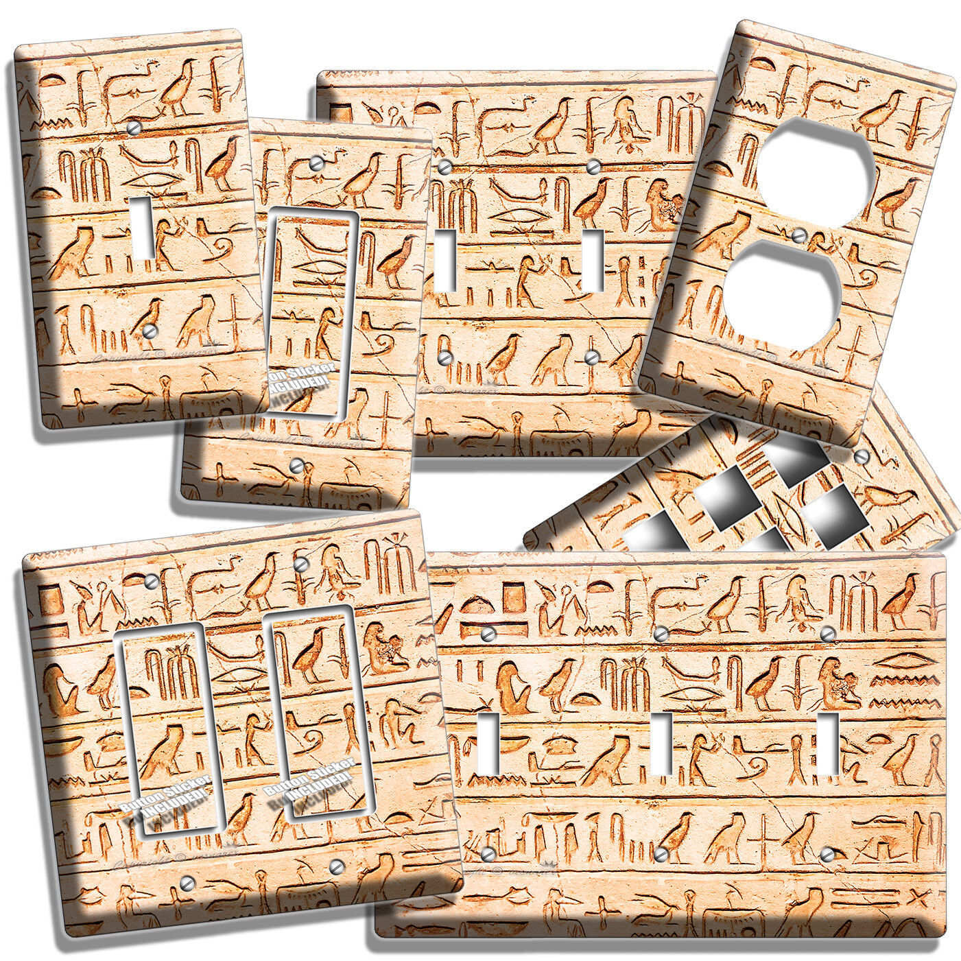 ANCIENT EGYPTIAN CRACKED HIEROGLYPHS WALL LIGHT SWITCH OUTLET PLATES ...