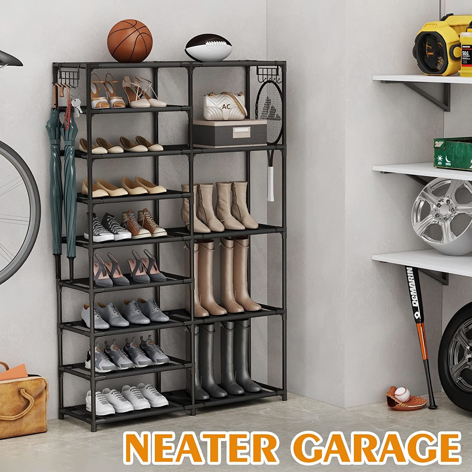 Csxgbab Tall Shoe Rack, Garage Shoe Rack Large Capacity, Large Shoe, 35 ...