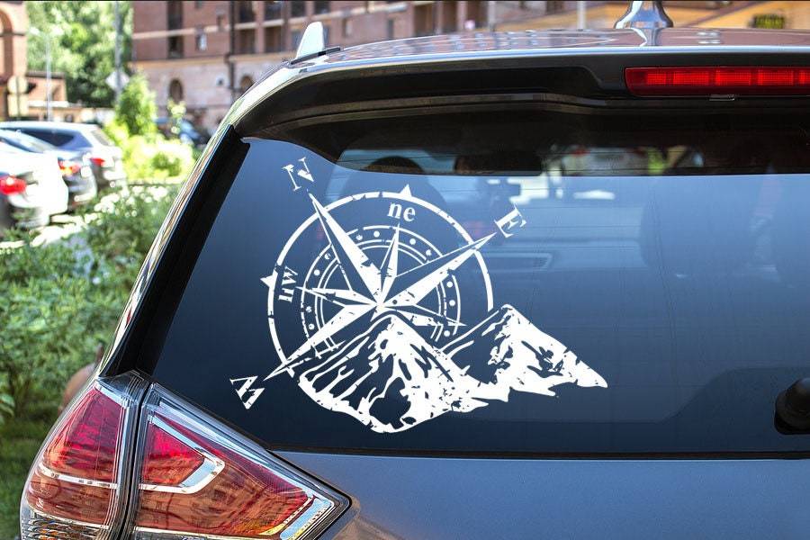 Compass and Mountain, Camper Van Sticker, Compass Car Caravan Vinyl ...