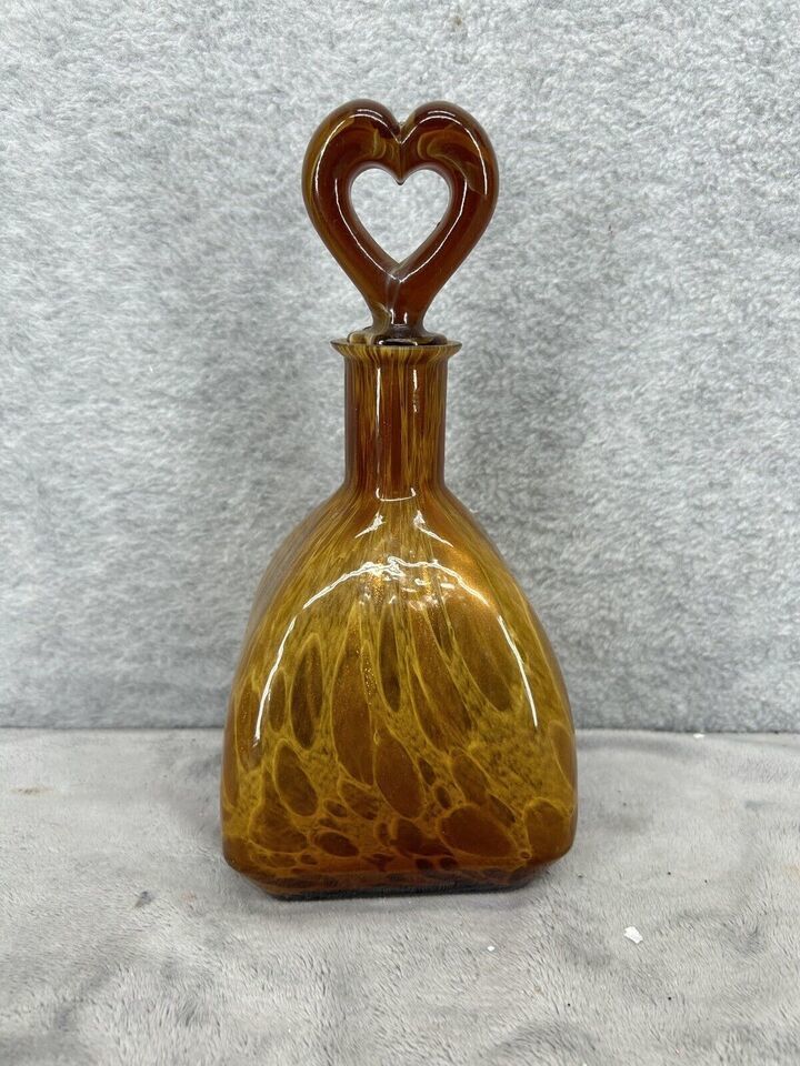 Azzurra Maestri Vetrai Italy Murano Fine Glass Bottle 9" Decanter Heart ...