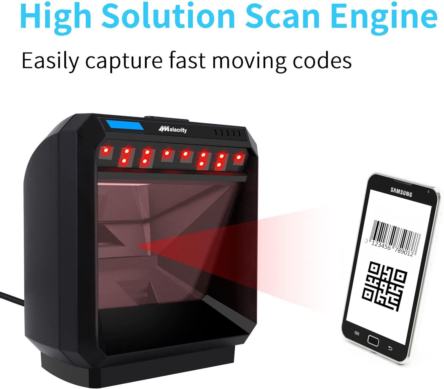 Hands-Free 2D/1D Barcode Scanner, Alacrity Omnidirectional Desktop Bar ...