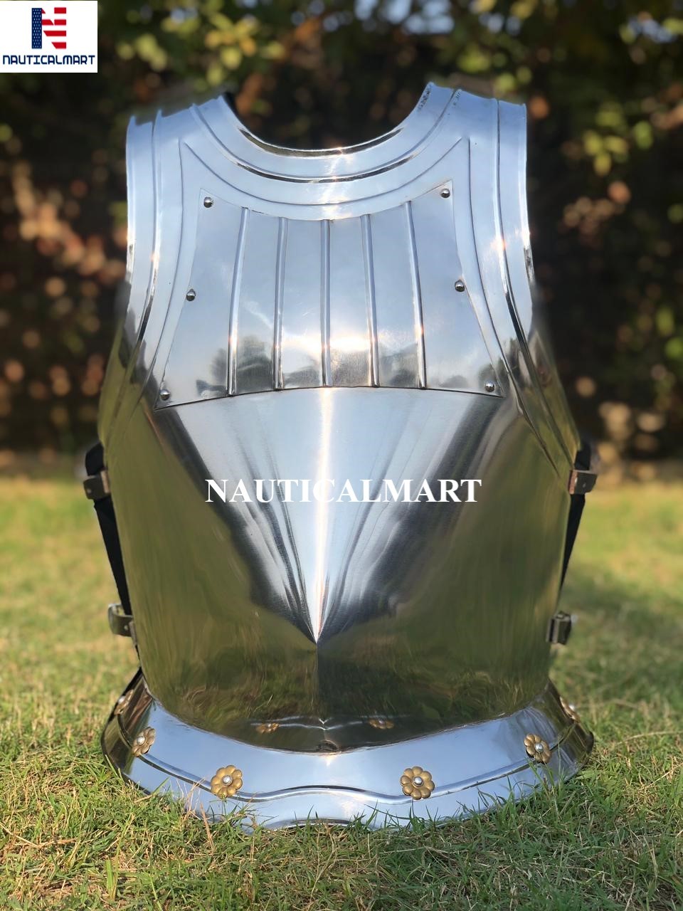 NauticalMart Steel Breastplate W/Brass Medieval Wearable Armor Costume ...