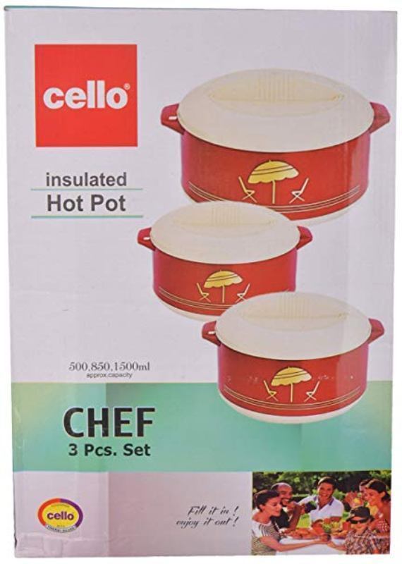 Cello Chef Set Casserole Hotpot Food Warmer Set-3 pc Color May Vary ...