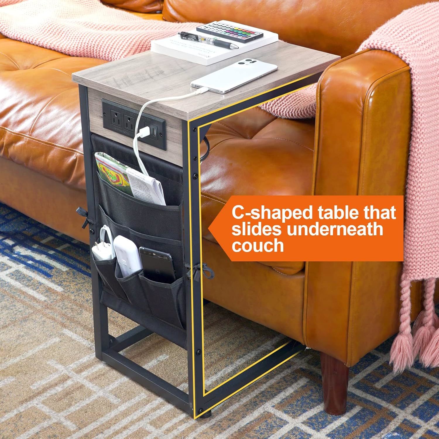 Amhancible C Shaped End Table With Charging and 50 similar items