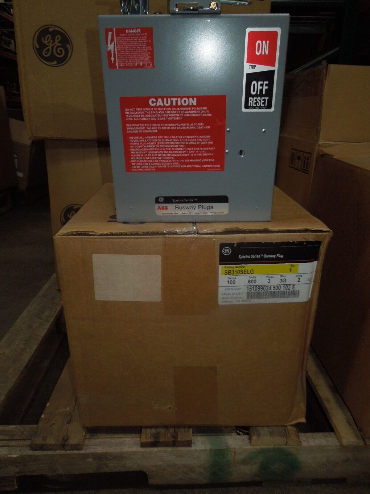 GE ABB SB10SELG 100A 3ph 3W w/ Ground 600V 30A Spectra Busway Plug ...