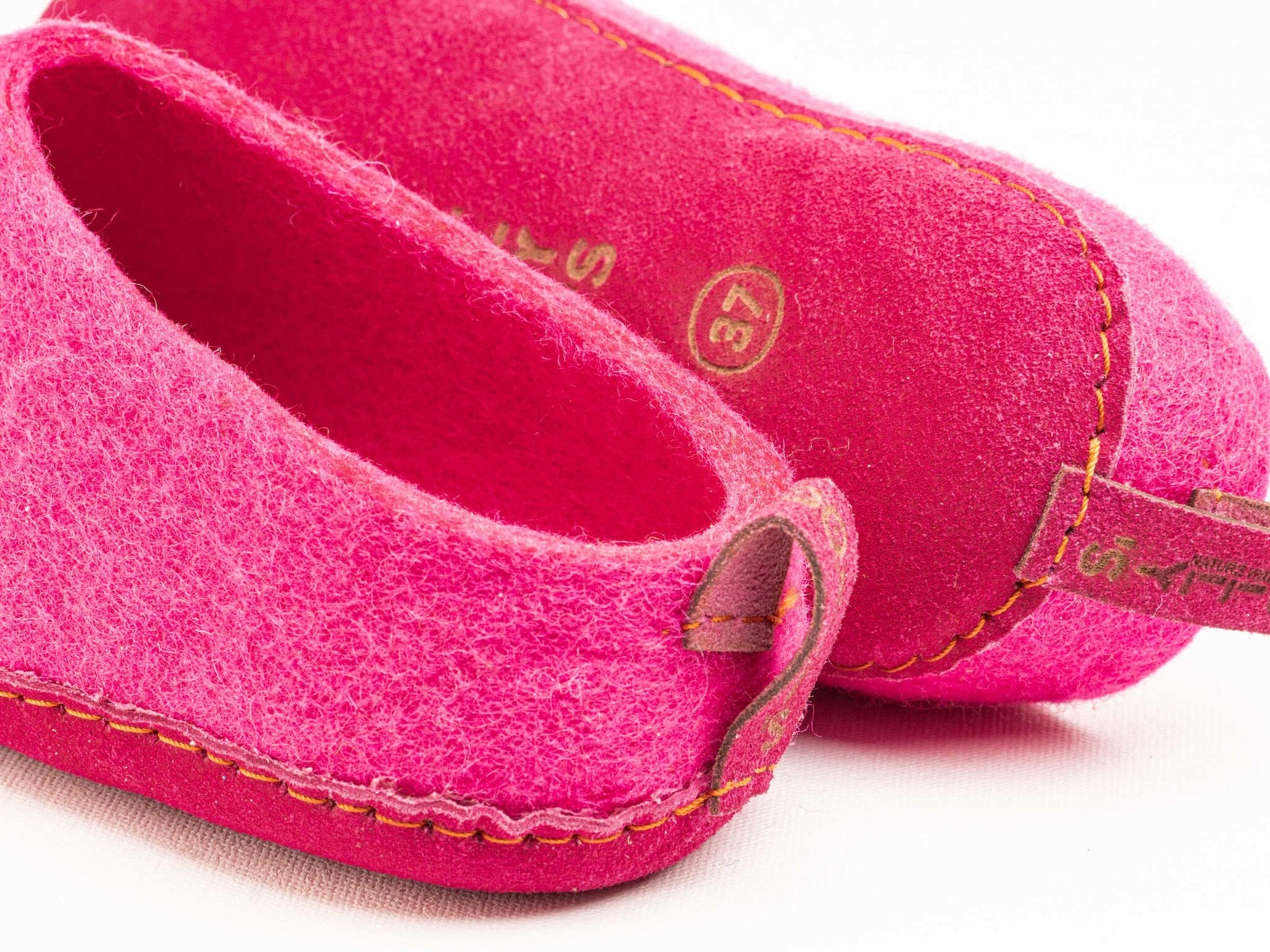 Fuchsia Indoor Handmade Open Heel Slippers with Leather Sole - Special ...