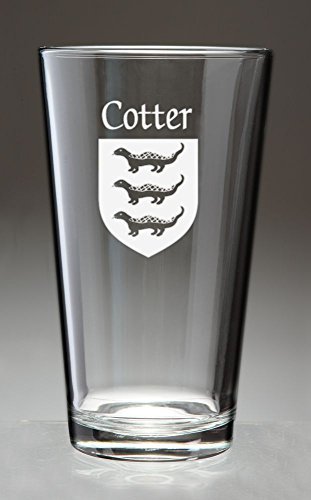 Cotter Irish Coat Of Arms Pint Glasses Set Of 4 Sand Etched Equipment 1562