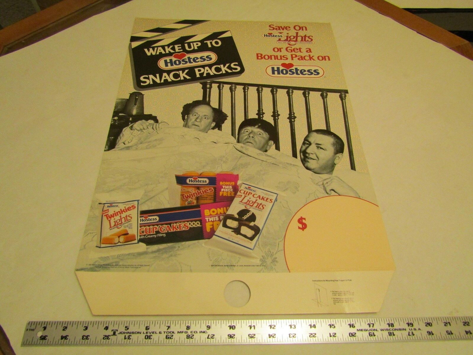 Hostess Three Stooges Cardboard Pole Sign - Merchandise & Memorabilia