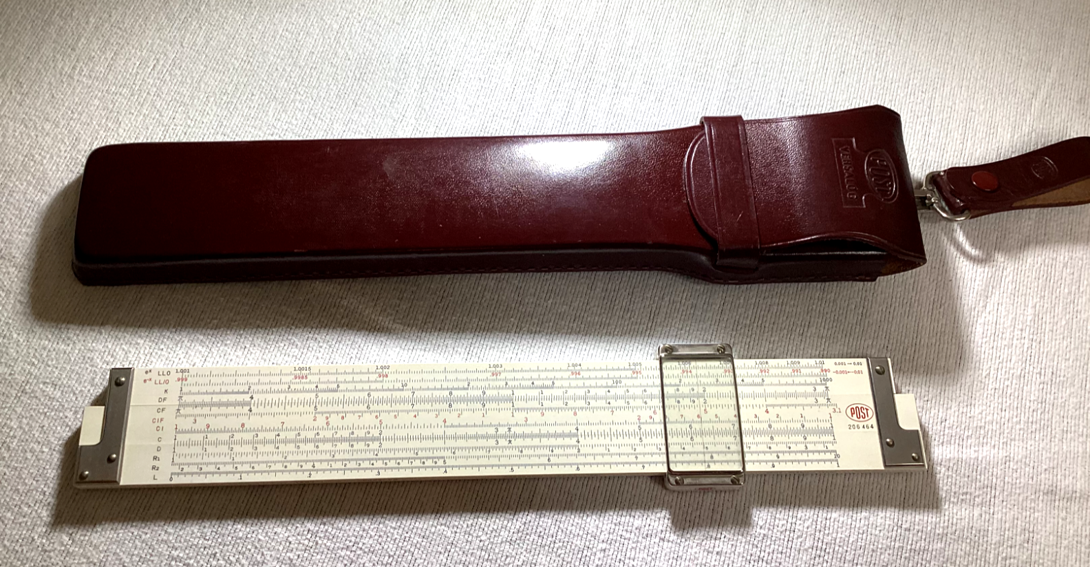New Frederick Post Slide Rule Versalog #1460 Hemmi Japan Leather Sheath ...