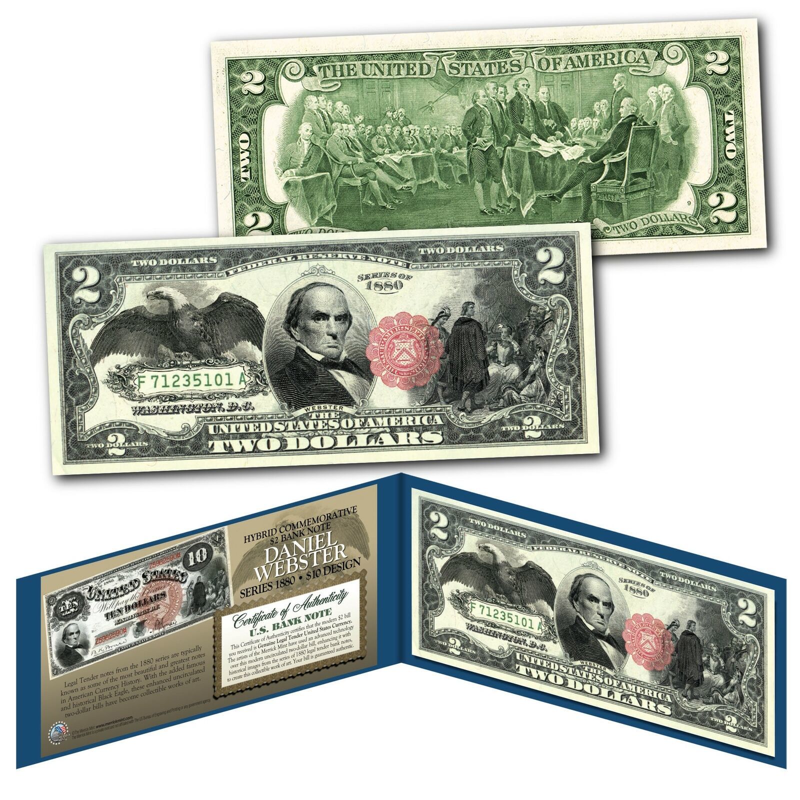 1880 Series $10 DANIEL WEBSTER Hybrid Commemorative Banknote on Real US ...