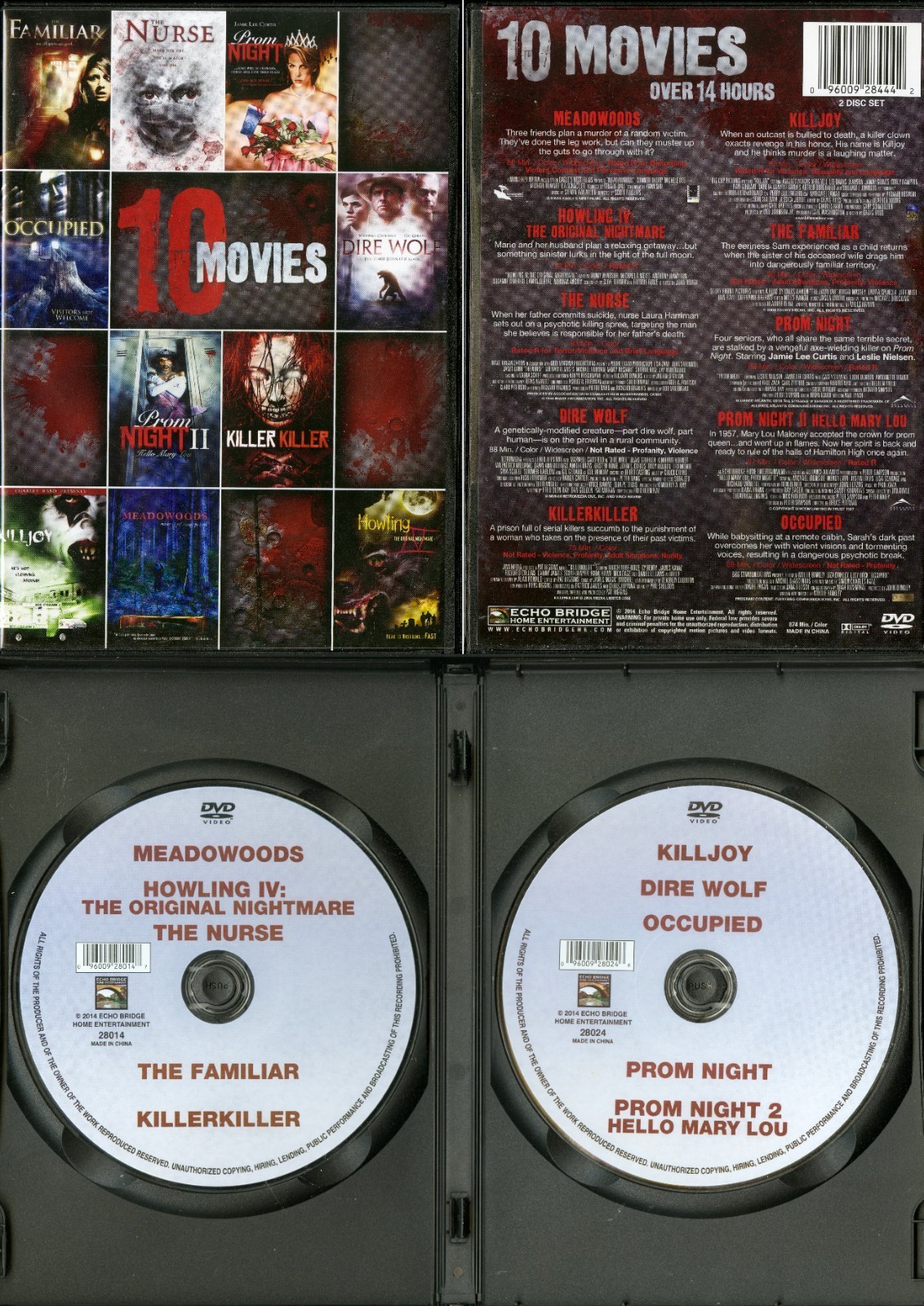 10 CLASSIC HORROR FILMS PROM NIGHT HOWLING IV & MORE 2 DISCS ECHO ...