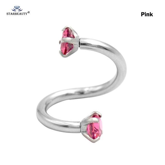 Starbeauty 1.2*8mm S Shape Round Gem Tragus Helix Piercing Oreja Labret ...