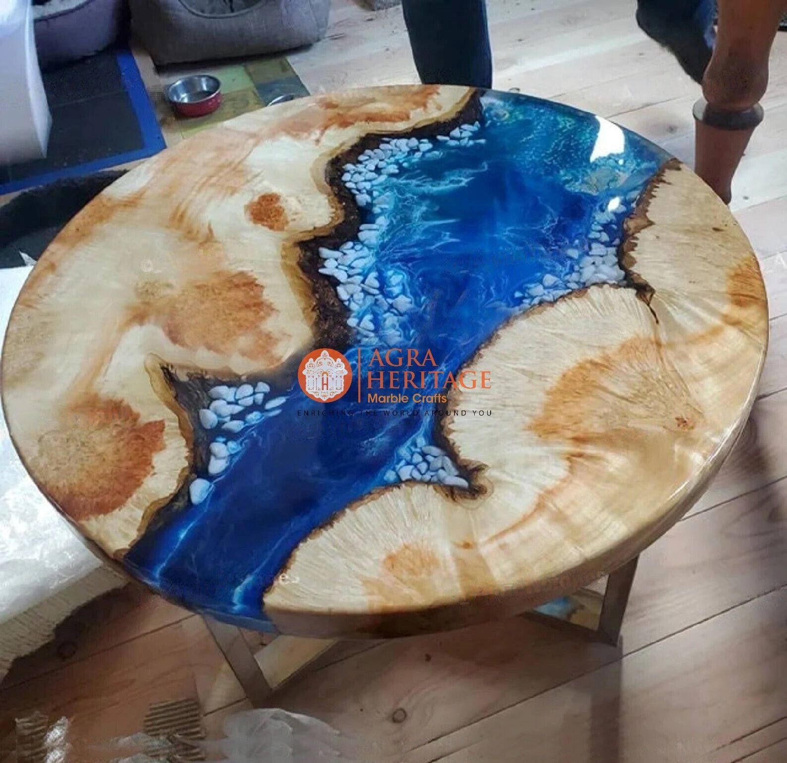 Round epoxy table | Round resin table | Epoxy ocean table | Epoxy ...