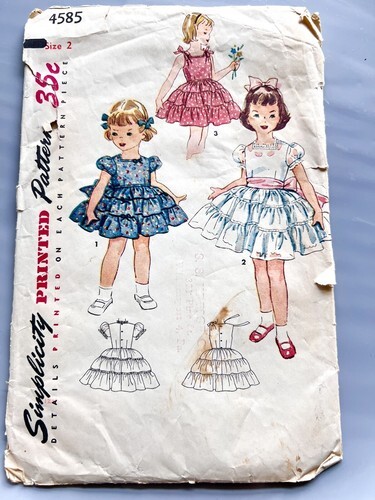 Vtg 1950s Simplicity 4585 Ruffles Pageant Dress SEWING PATTERN Girl sz ...