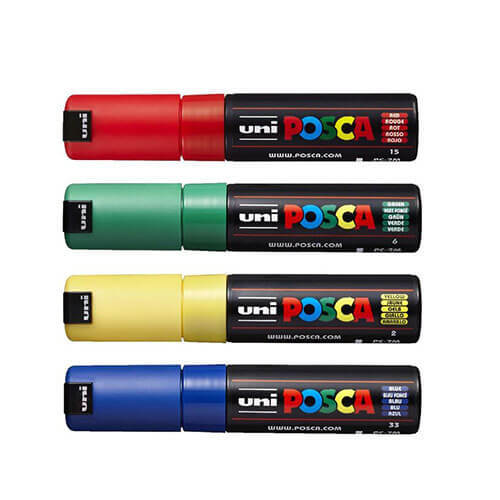 Uni Posca 8mm Tip Marker Assorted (4pk) - Assorted - Pens, Pencils ...