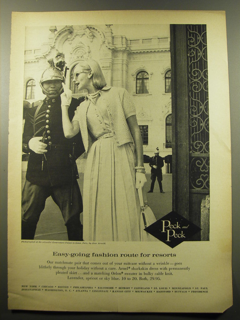 1959 Peck and Peck Dress and Sweater Ad - Easy-going fashion route for ...