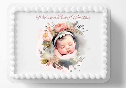 Baby Shower Newborn Girl Edible Image Cake Topper Edible Cake Toppers ...