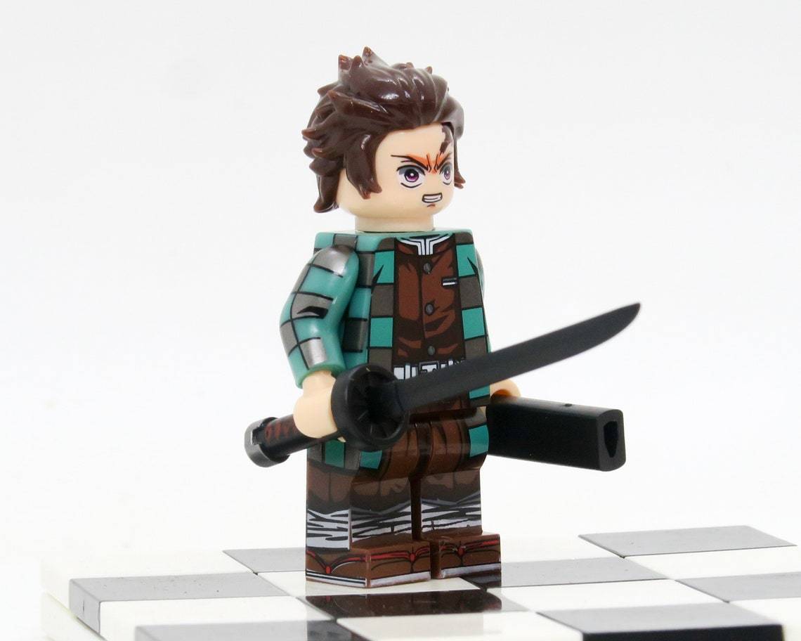 Demon Slayer Kamado Tanjiro (Checkered Suit) Minifigures Weapon and ...
