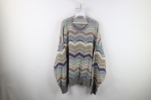 Vintage 90s Coogi Style Mens 2XL Ed Bassmaster Rainbow Linen Blend Knit ...