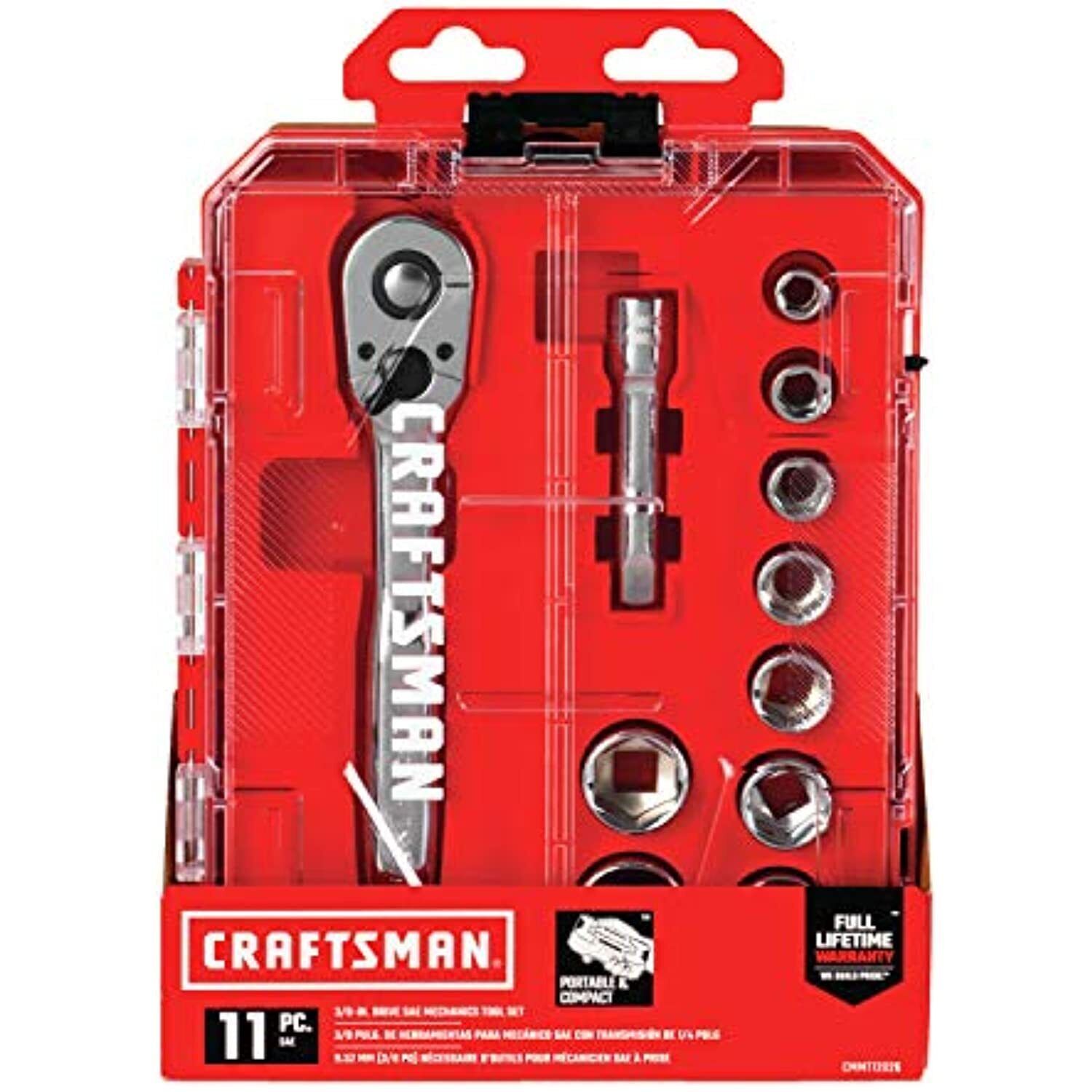 CRAFTSMAN Socket Set with Ratchet, SAE, 3/8-Inch Drive, 11-Piece (CMMT12026) - Mixed Tool Sets