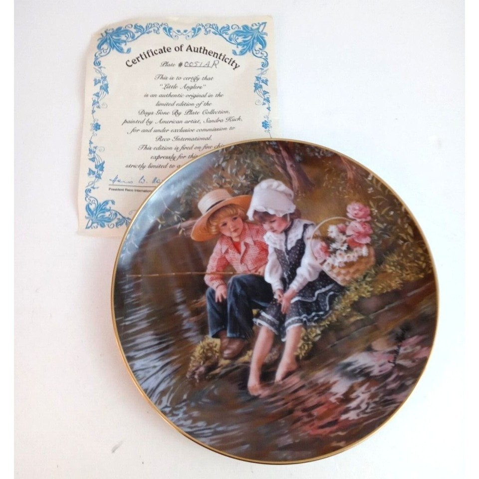 1981 Reco Little Anglers Collector's Plate #0051AR W/ Certificate ...