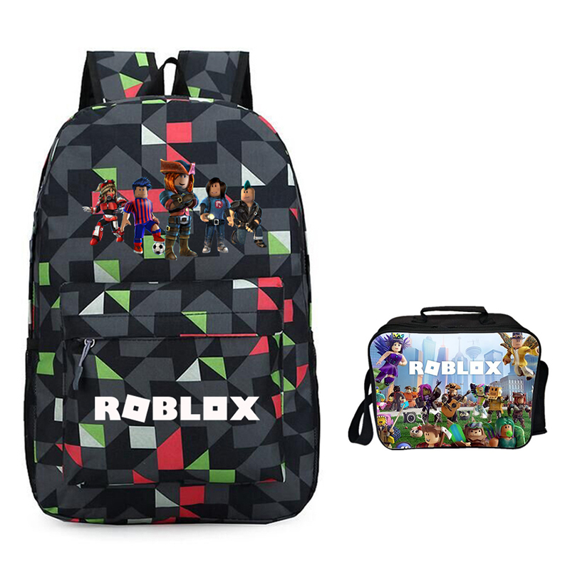 Roblox Backpack Package Summer Series Lunch Box Black Grid Schoolbag ...