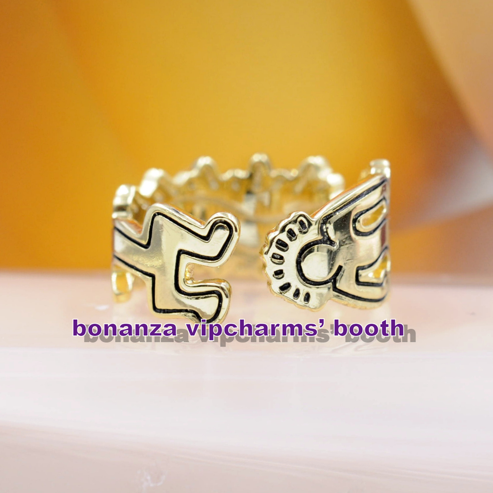 2022 Release 14k Gold-plated Keith Haring Wavy Figure Open Ring - Rings