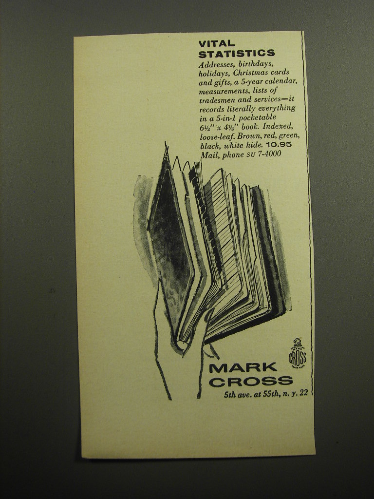 1957 Mark Cross Advertisement - Vital Statistics - 1980-89