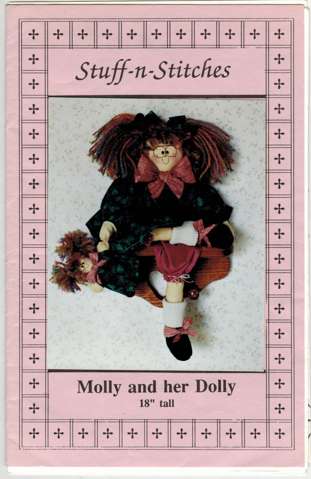 1993 Stuff N Stitches 18" Stuffed Molly & Her Dolly Liz Hansen Doll Sew ...