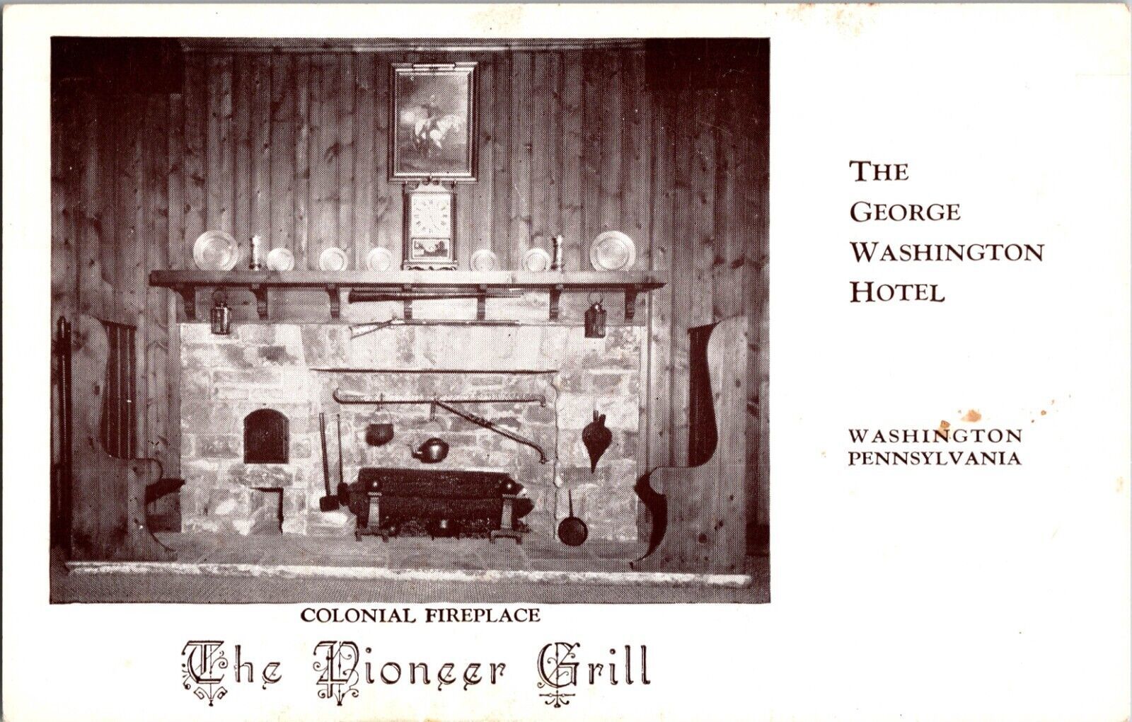 The Pioneer Grill George Washington Hotel Pennsylvania Postcard ...