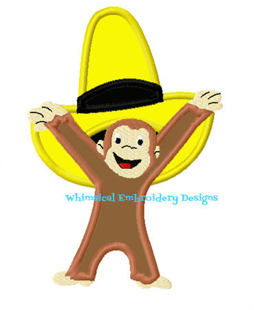 Curious George with Yellow Hat Machine Embroidery Applique INSTANT ...