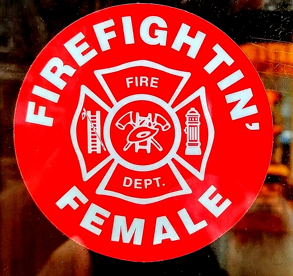 FIREFIGHTIN' FEMALE Inside Window Static Cling Female Firefighter Decal ...