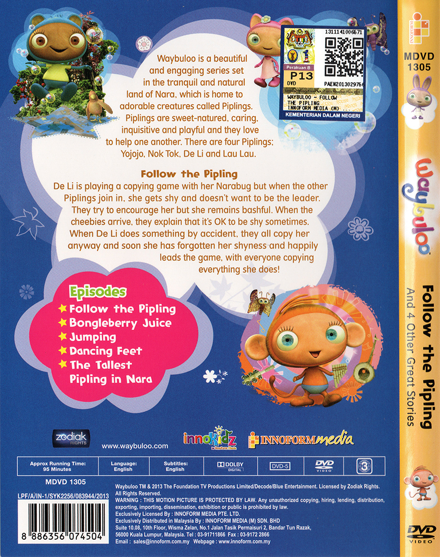 DVD Children Cartoon Waybuloo - Follow The Pipling And 4 Other Great ...