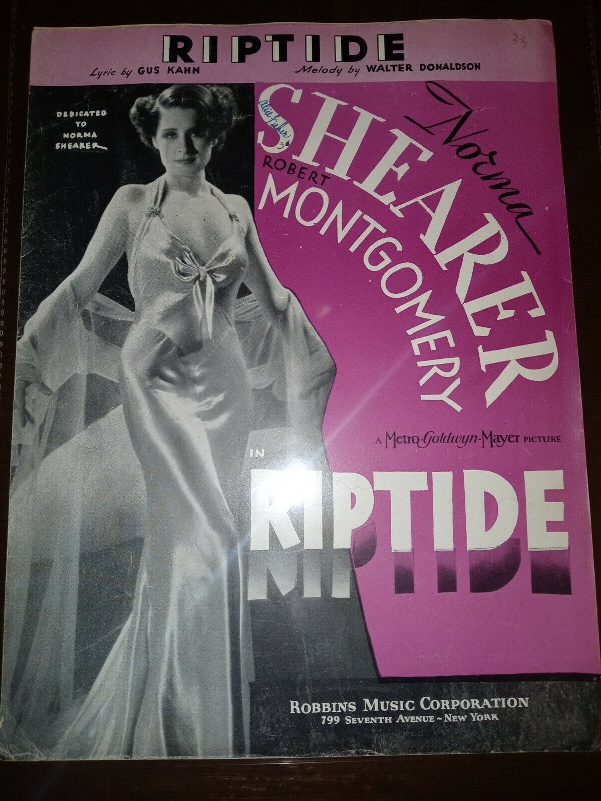 Riptide 1934 Sheet Music Norma Shearer - Vintage & Antique