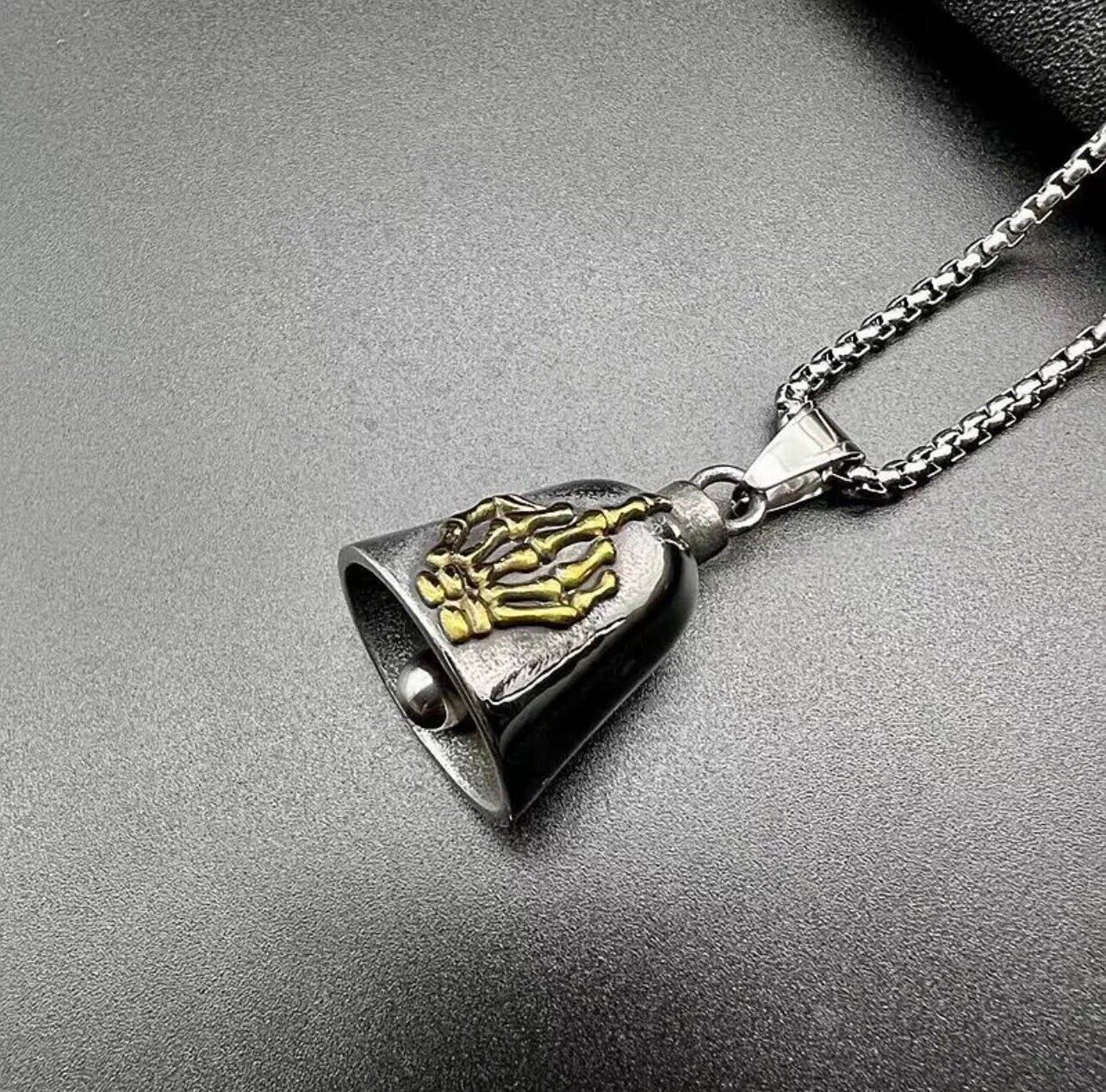 STAINLESS STEEL MIDDLE FINGER GREMLIN BELL - Necklaces & Pendants