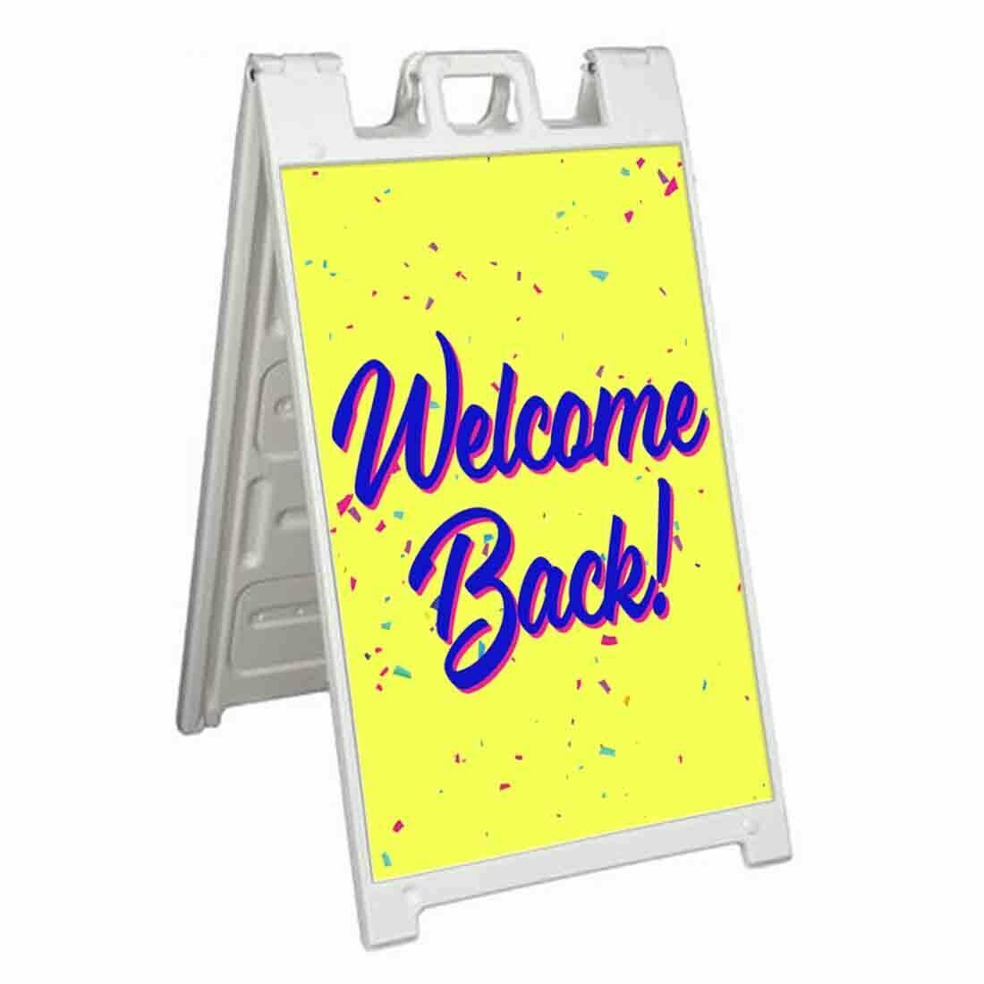 WELCOME BACK Signicade 24x36 Aframe Sidewalk Sign Banner Decal CONFETTI ...