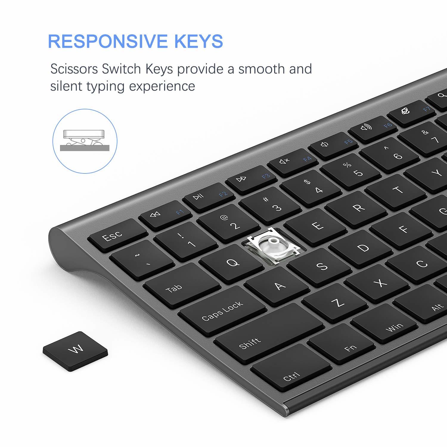 Wireless Keyboard And Mouse, 2.4Ghz Rechargeable Compact Quiet Full ...